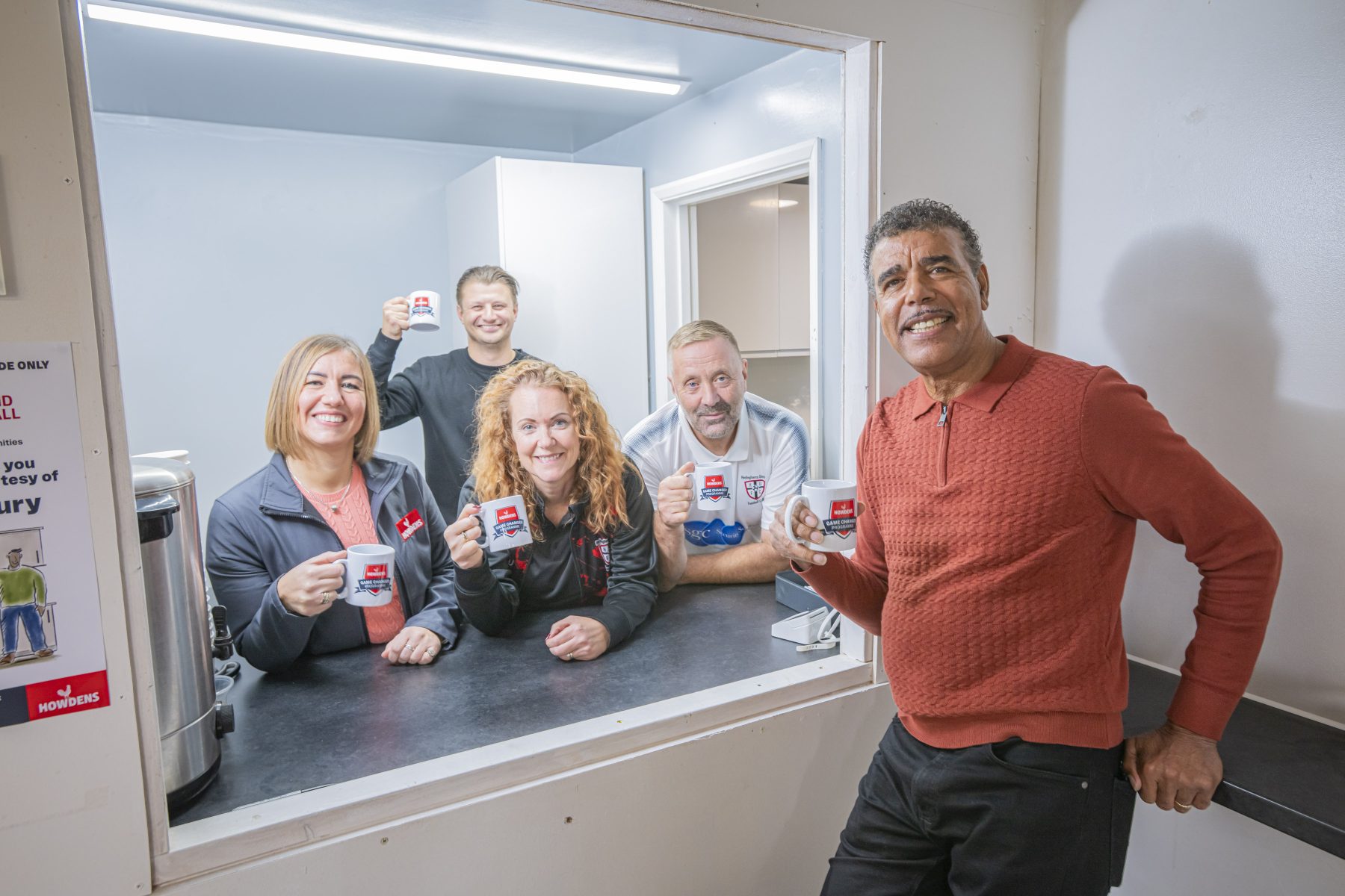 Kammy unveils Howdens kitchen for Hedinghams United FC - Builders ...